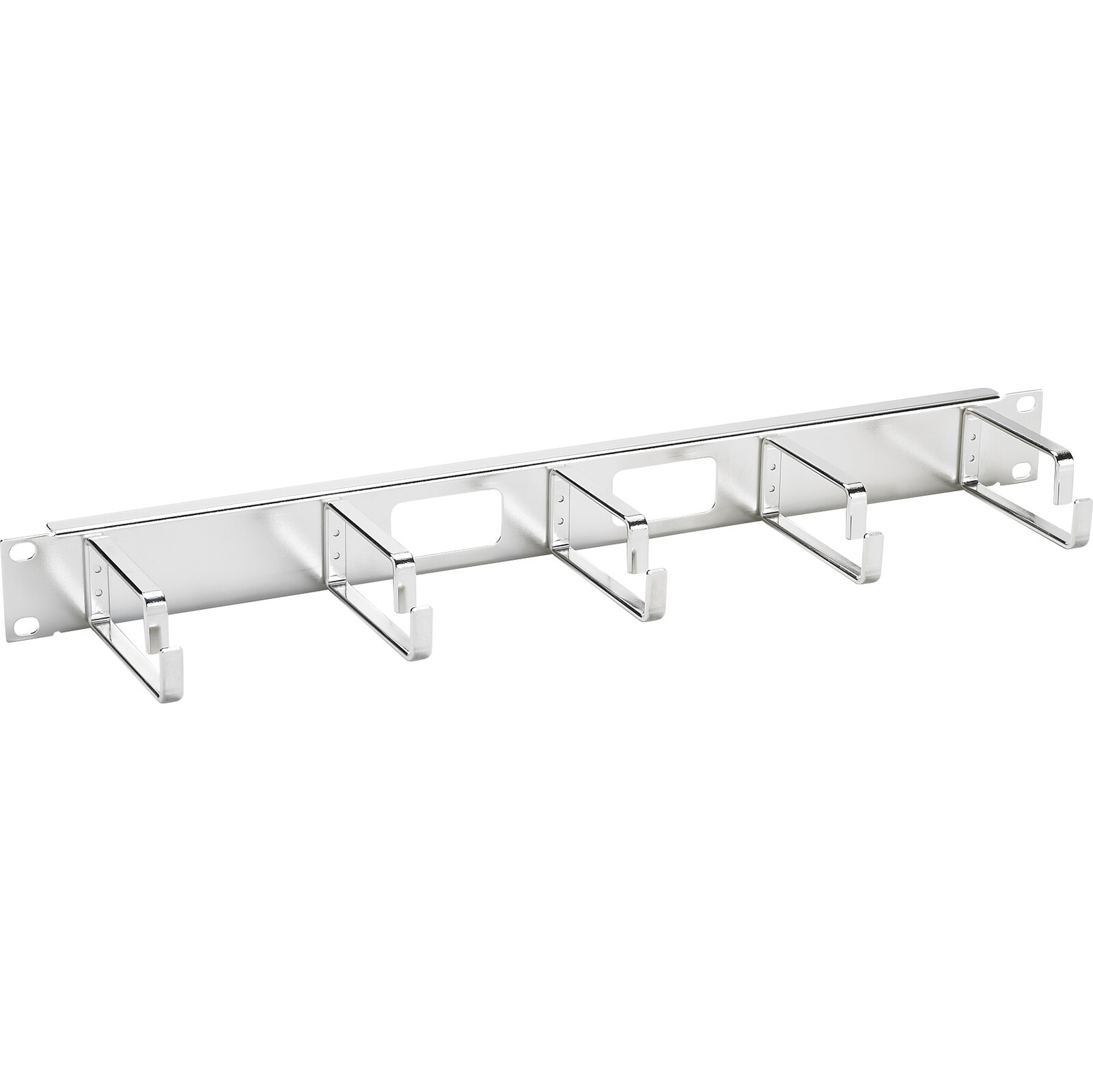 100-031 - Excel Cable Management Bar 1U 5 Vertical Metal Hoops Chrome