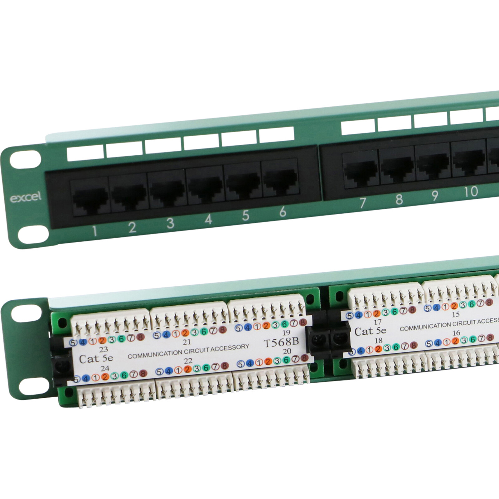 100-452 - Excel Cat5e 24 Port Unscreened Patch Panel 1U LSA Punch Down ...