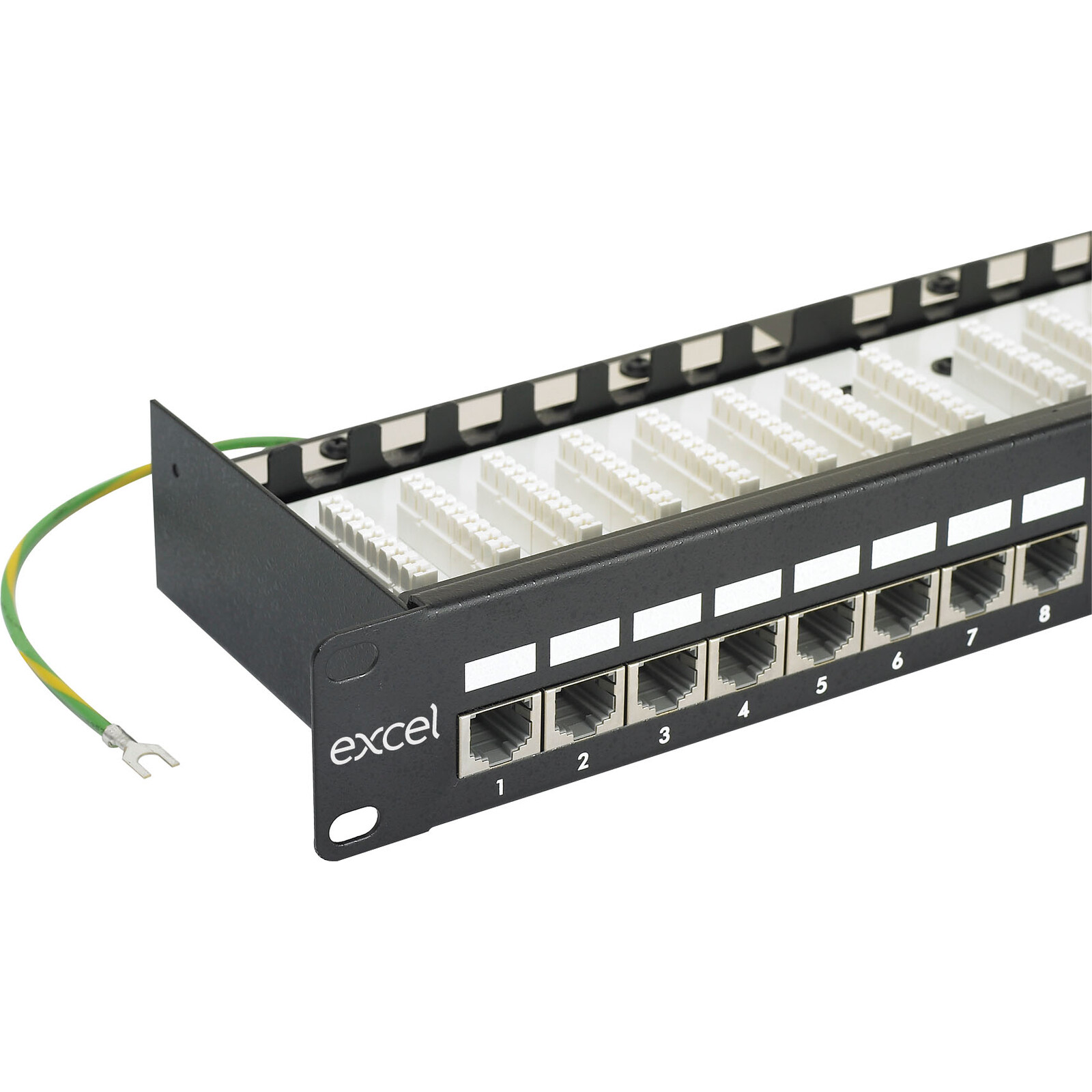 100-736 - Excel Cat5e 24 Port Screened Patch Panel 1U LSA Punch Down Black