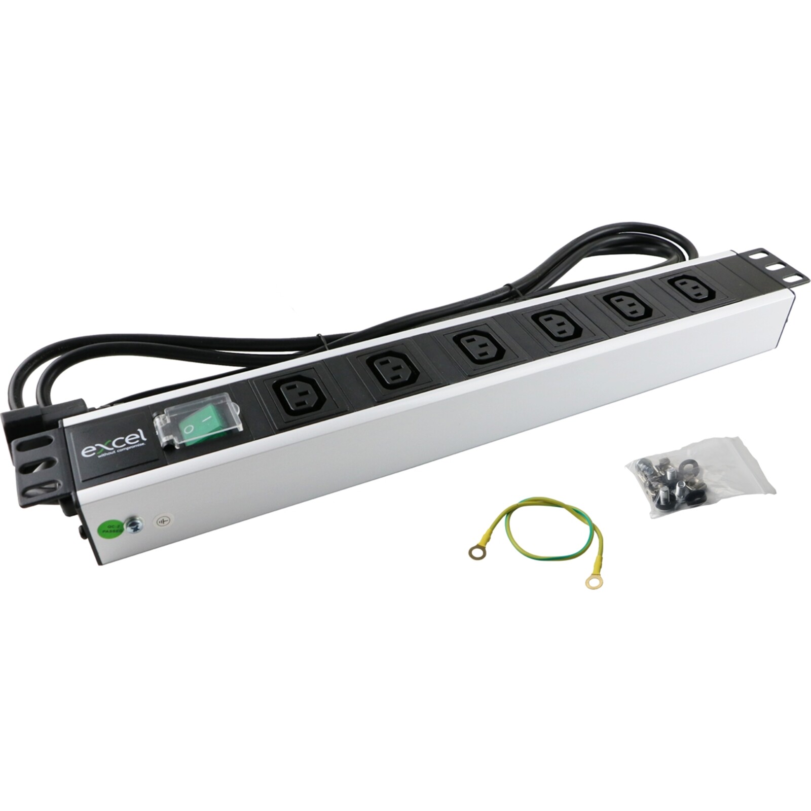 555-240 - Excel 6 Way Horizontal PDU 6x C13 Socket Passive 10A C14 Plug ...
