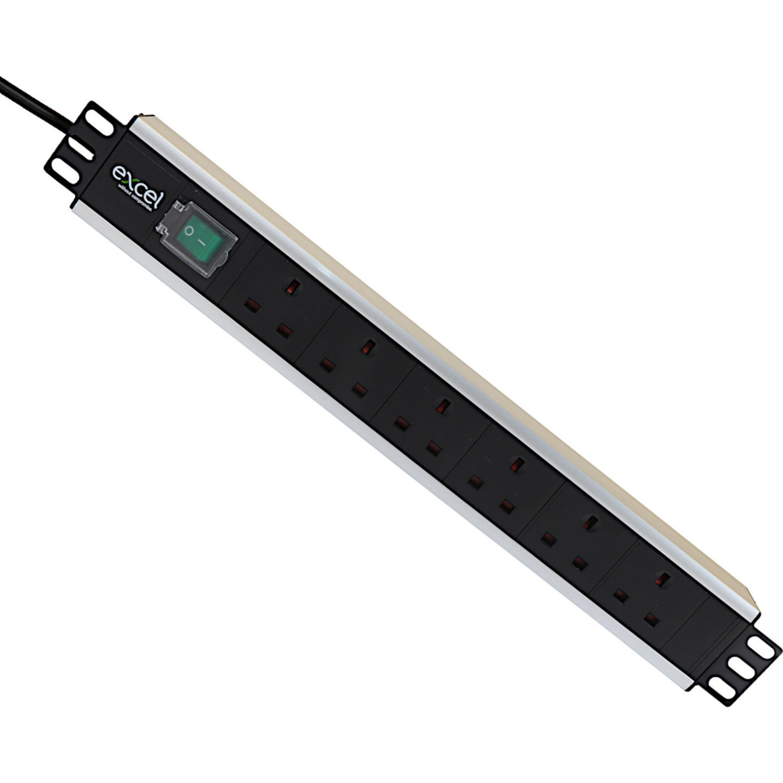 555-262 - Excel 6 Way Horizontal PDU 6x UK Socket Passive 13A C20 Plug ...